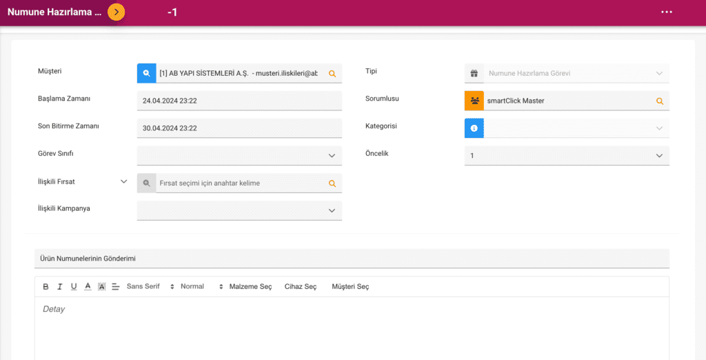 Ürün Numune Yönetimi Çözümü | ERM CRM Programı