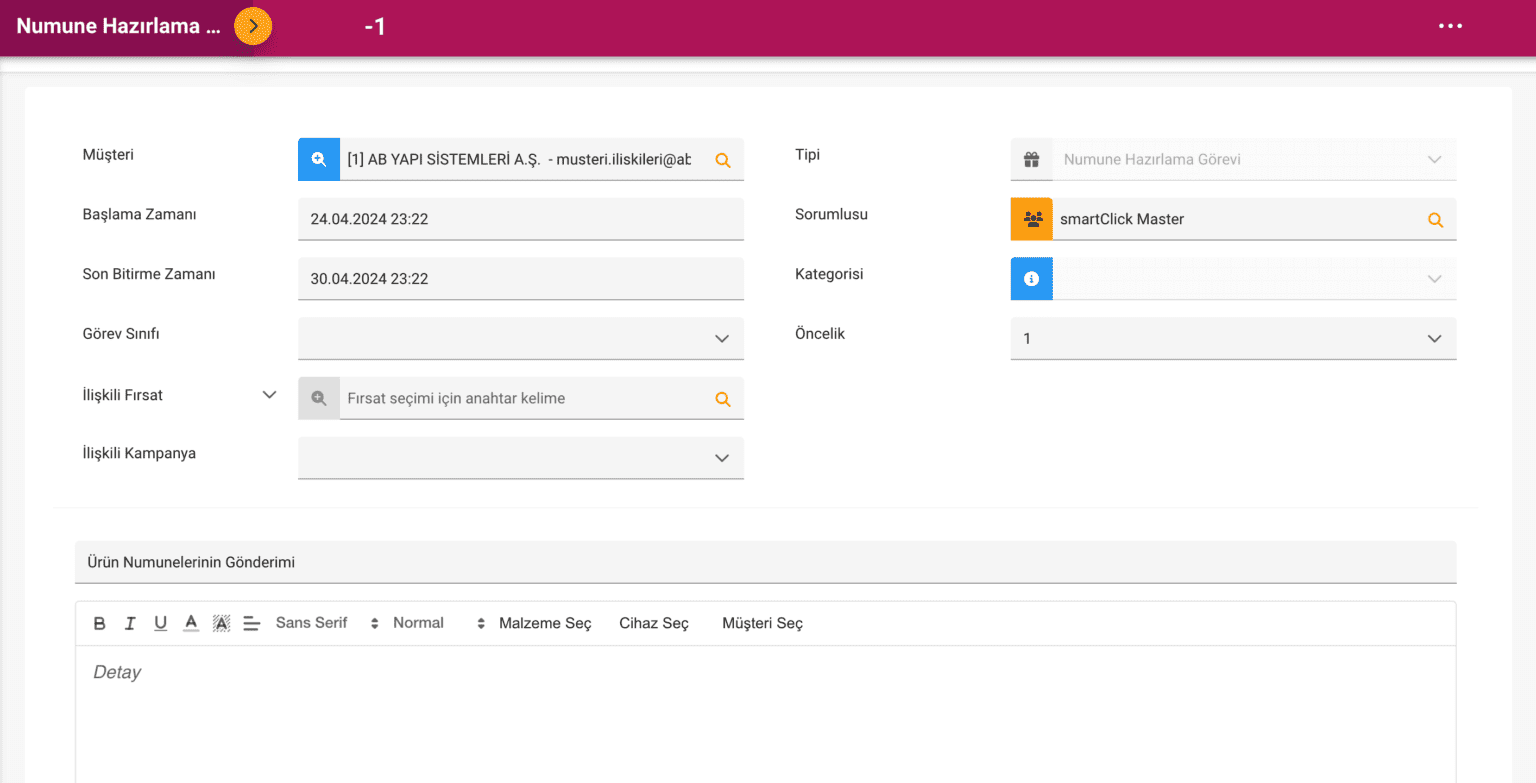 Ürün Numune Yönetimi Çözümü | ERM CRM Programı